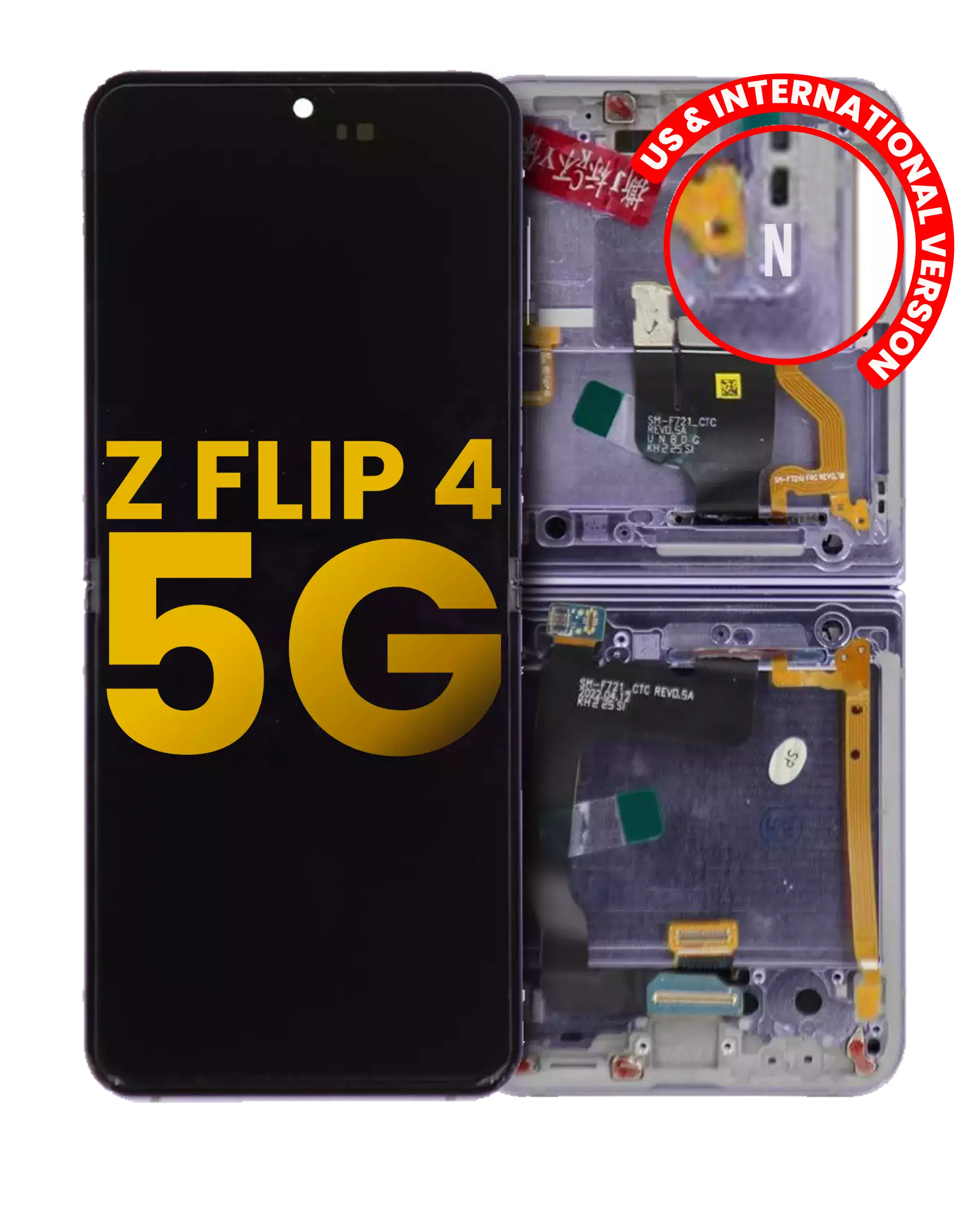 Inner OLED Assembly With Frame Compatible For Samsung Galaxy Z Flip 4