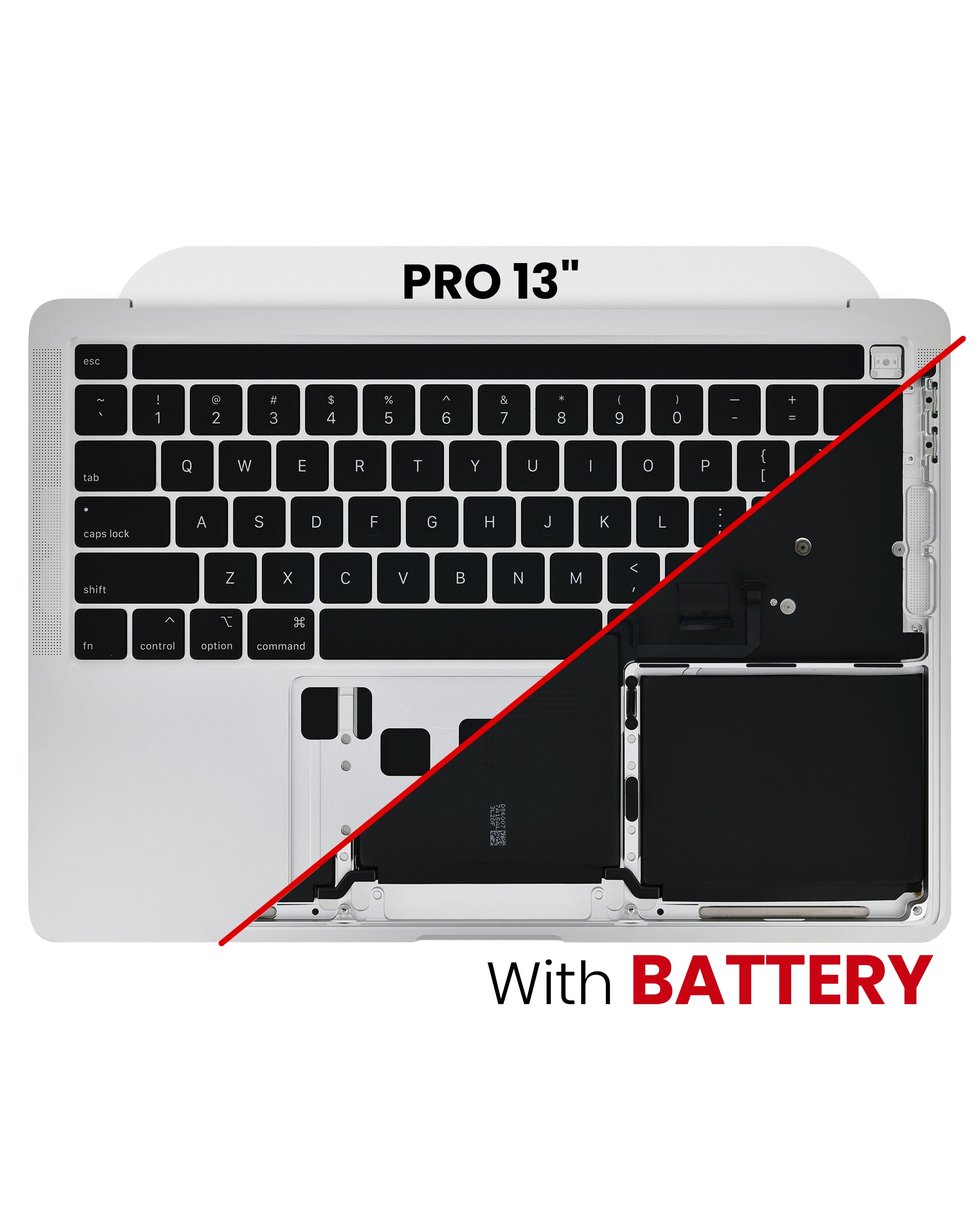 SILVER TOP CASE ASSEMBLY WITH KEYBOARD AND BATTERY FOR MACBOOK PRO 13"
